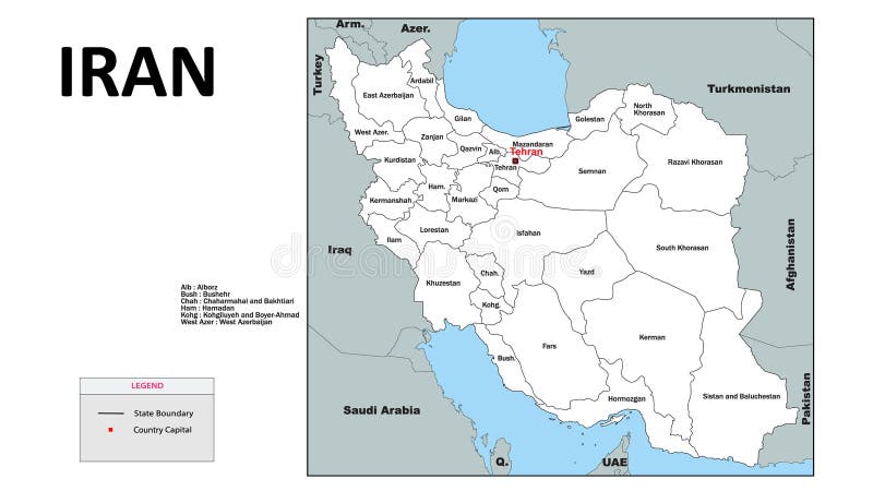 Iran Map. State and District Map of Iran Stock Vector - Illustration of ...