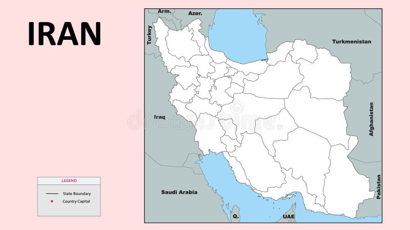 Iran Map. State and District Map of Iran Stock Vector - Illustration of ...