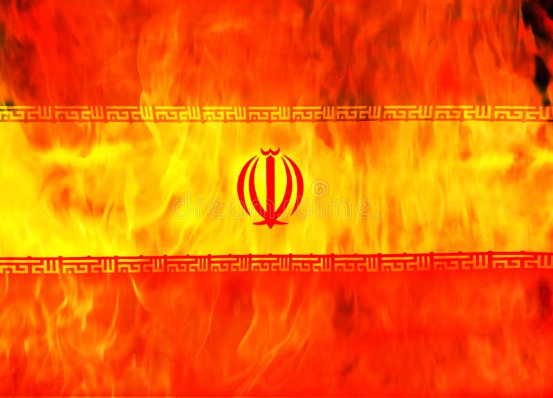 Iran National Flag on Fire. Concept of War, Conflict. Stock Image ...