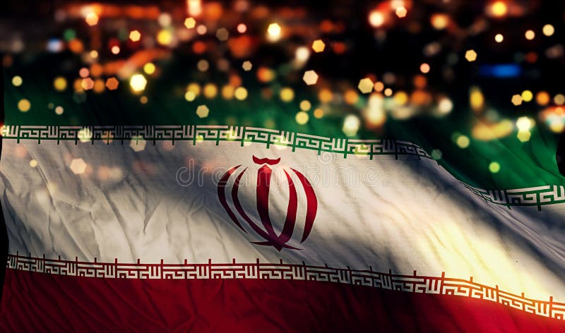 Iran National Flag Light Night Bokeh Abstract Background Stock Photo ...