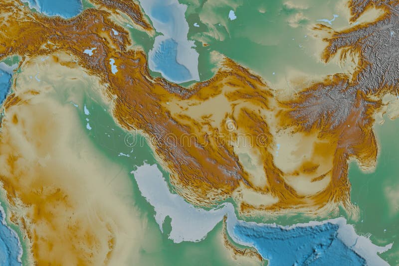 Iran neighbourhood. Relief stock illustration. Illustration of planet ...