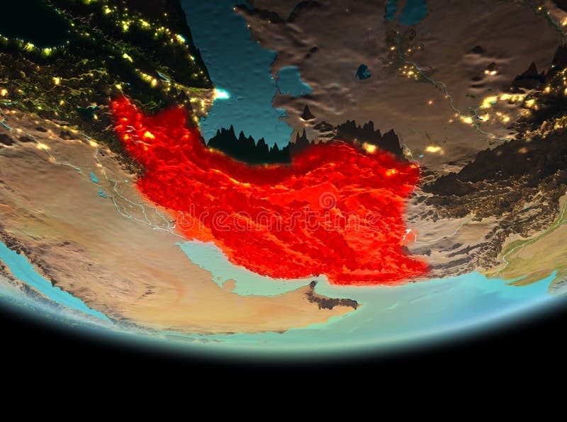 Iran at night on Earth stock illustration. Illustration of dark - 114512834