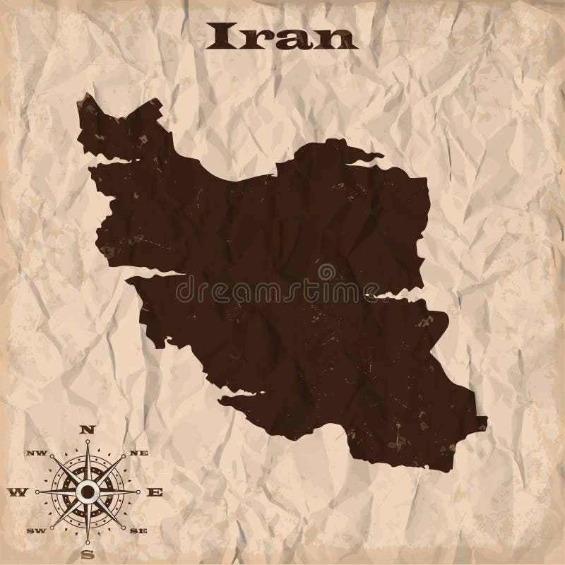 Iran Old Map with Grunge and Crumpled Paper. Vector Illustration Stock ...