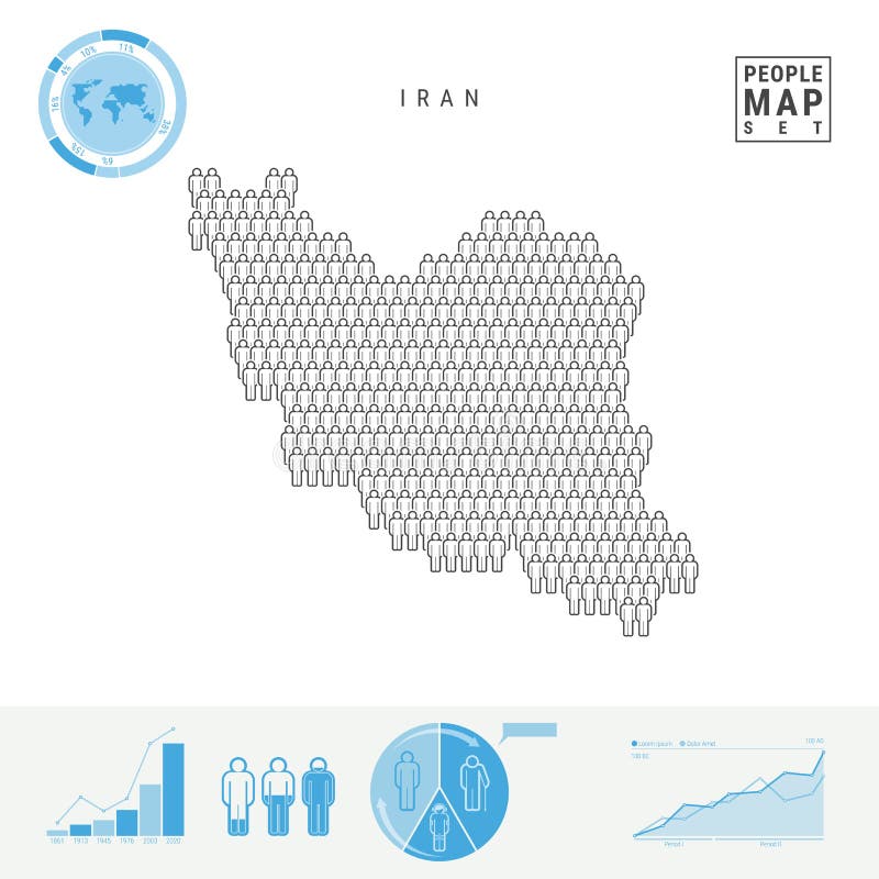 Iran People Icon Map. Stylized Vector Silhouette of Iran. Population ...