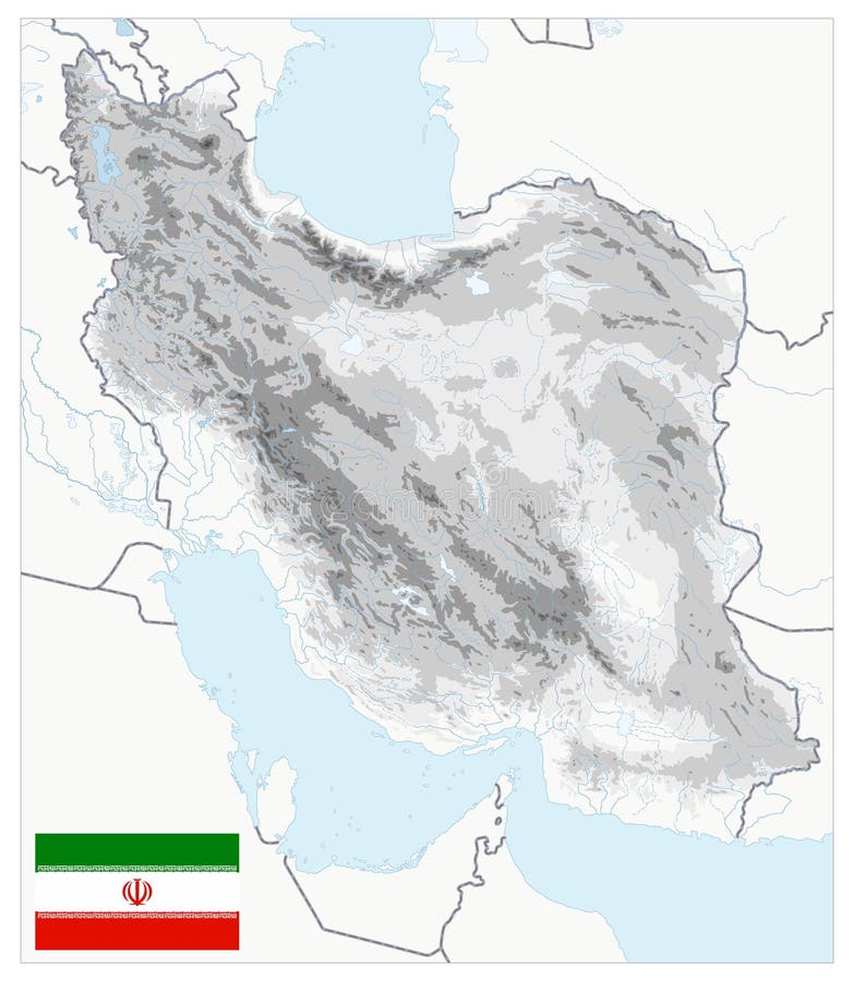 Iran Physical Map White and Gray Colors Stock Vector - Illustration of ...