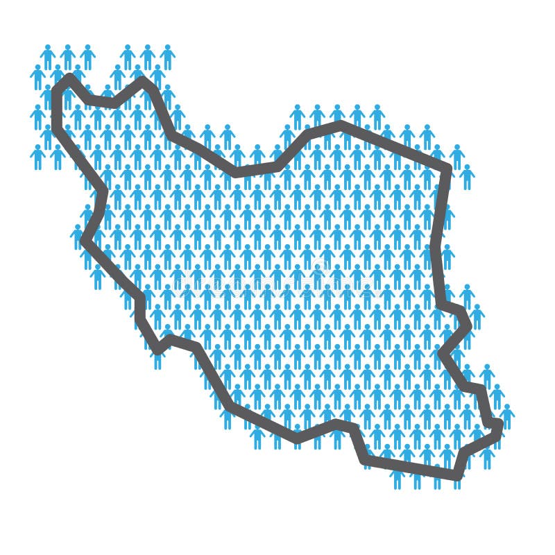 Iran Population Map. Country Outline Made from People Figures Stock ...