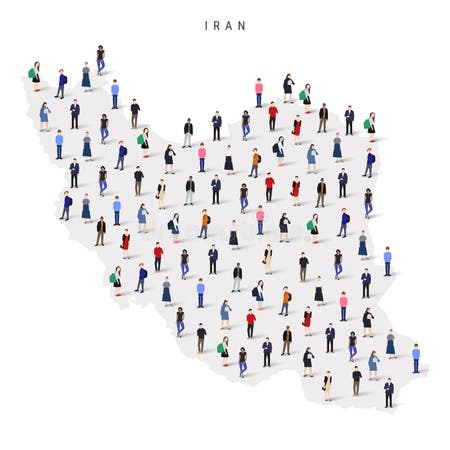 Iran Population Map. Large Group of People in a Shape of Iranian Map ...