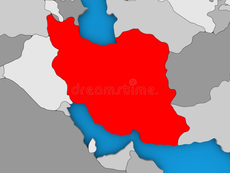 Iran in red on globe stock illustration. Illustration of highlighted ...