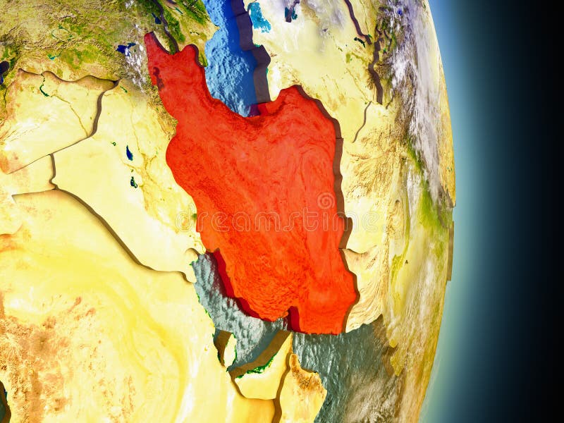 Iran in red from space stock illustration. Illustration of islamic ...