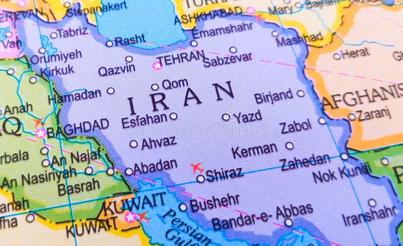 Iran Represented on a Colorful Map of the World Stock Photo - Image of ...