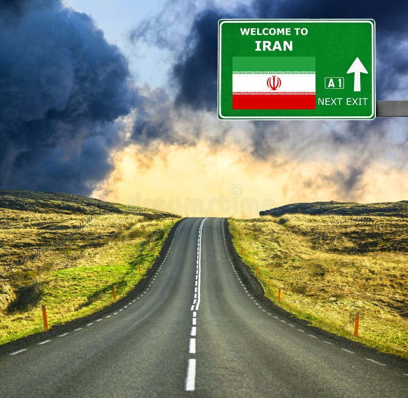IRAN Road Sign Against Clear Blue Sky Stock Photo - Image of exit ...