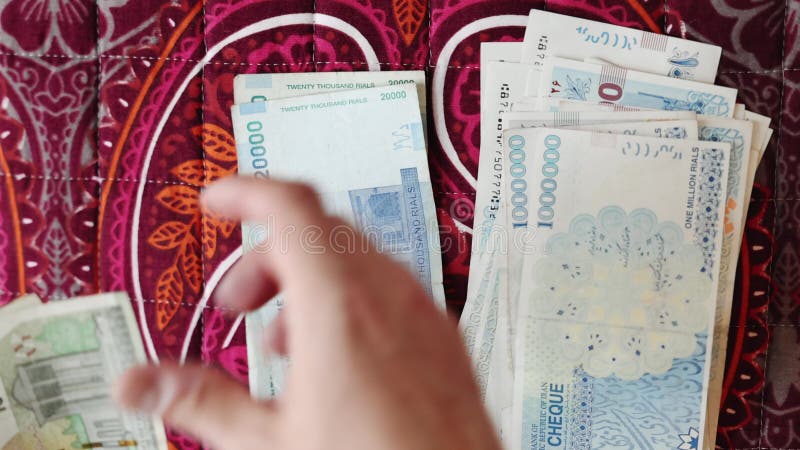 Iran S Money, Iranian Cheque. Man S Hands Counting Large Stack of Rials ...