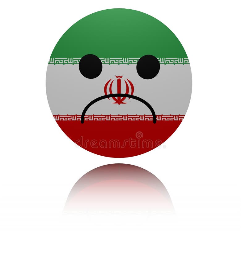 Iran Sad Icon with Reflection Illustration Stock Illustration ...