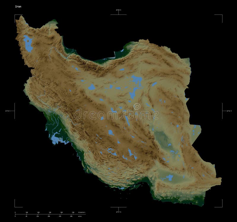 Iran Shape on Black. Physical Stock Illustration - Illustration of land ...