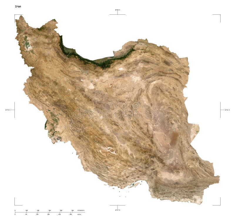 Iran Shape on White. Low-res Satellite Stock Illustration ...