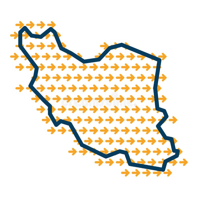 Iran Simple Outline Map with Yellow Direction Guide Arrows. Stock ...