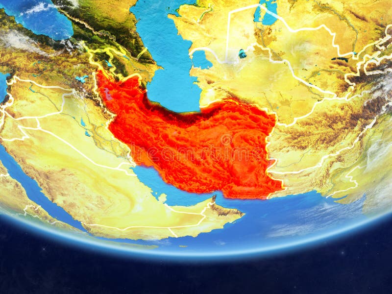 Iran from space on Earth stock illustration. Illustration of planet ...