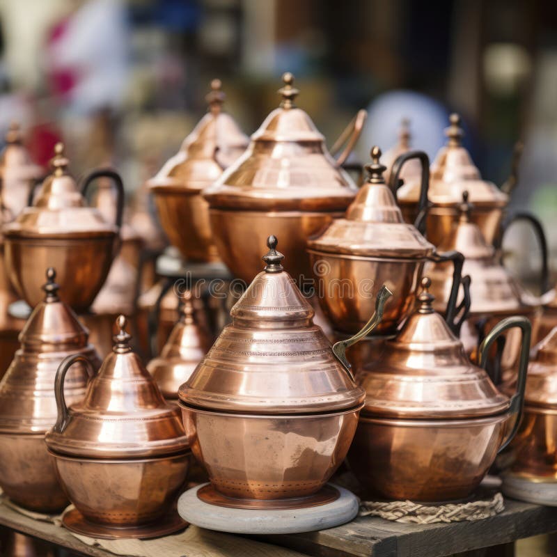 Iran Stack of Copper Kettles Outside Store Stock Image - Image of east ...