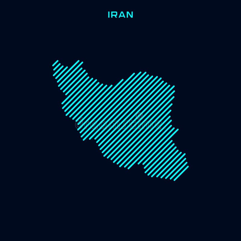 Iran Striped Map Vector Design Template with Blue Background. Stock ...