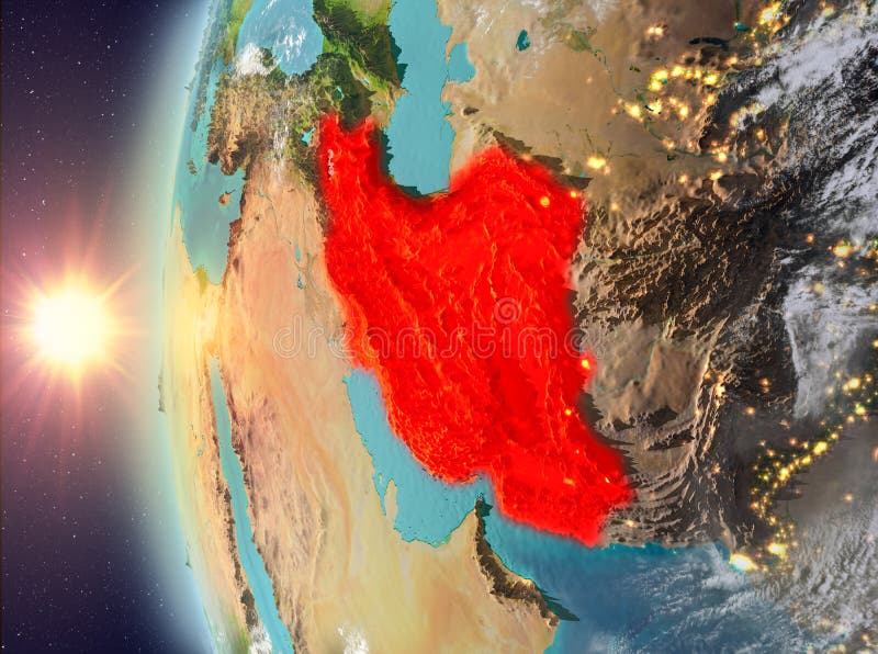 Iran during Sunset from Space Stock Illustration - Illustration of ...