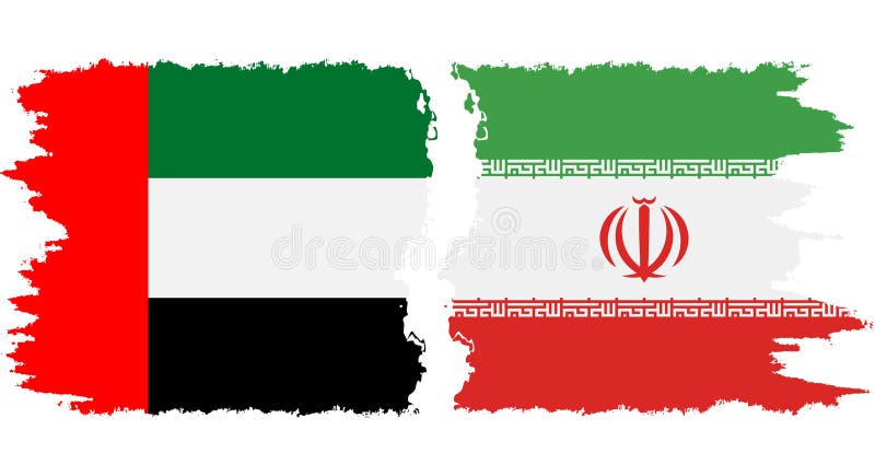 Iran and United Arab Emirates Grunge Flags Connection Vector Stock ...