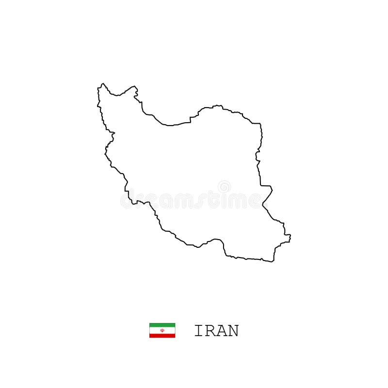 Iran Vector Map Outline, Line, Linear. Iran Black Map on White ...