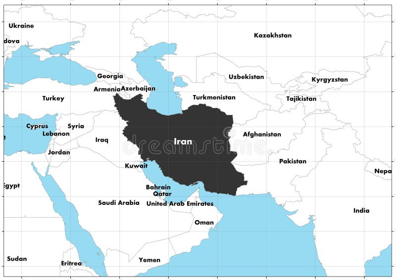 Iran World Black Map White Background Classic Style Stock Illustration ...