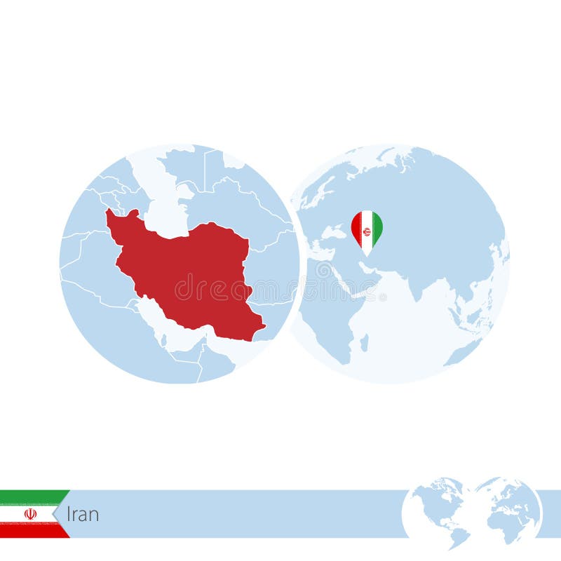 Iran on World Globe with Flag and Regional Map of Iran Stock Vector ...