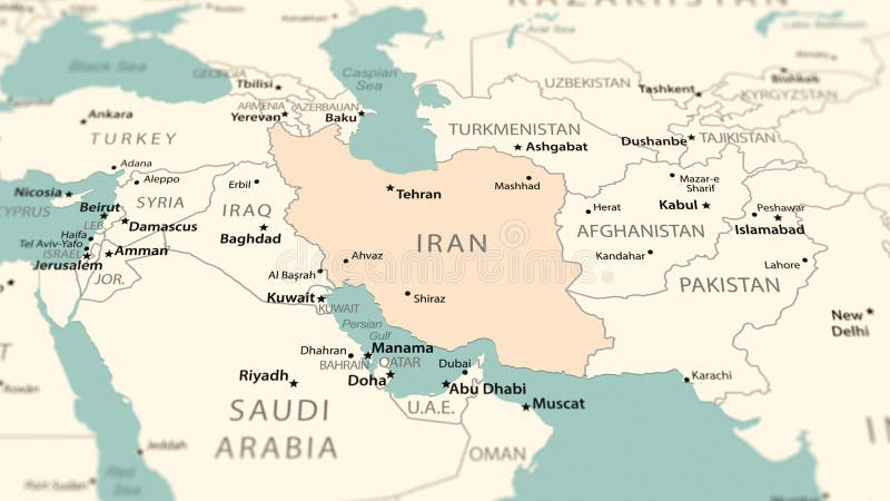 Iran on the world map stock illustration. Illustration of direction ...