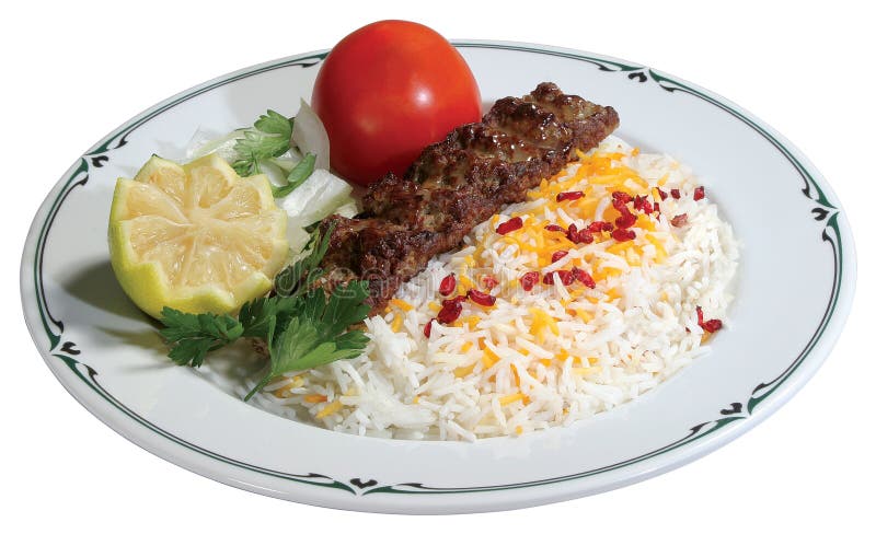 Iranian chelo kebab stock image. Image of eastern, rice - 15302939