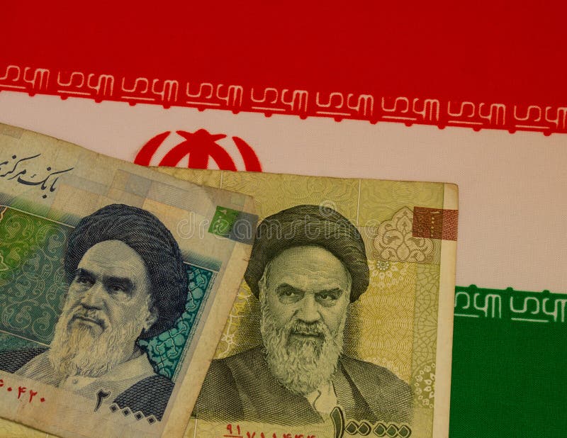 Iranian Currency Banknotes and the National Flag As the Background ...
