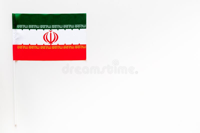 Iranian Flag Concept. Small Flag on White Background Top View Copy ...
