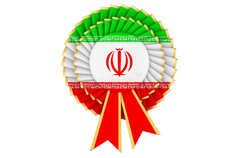 Iranian Flag Painted on the Award Ribbon Rosette. 3D Rendering Stock ...