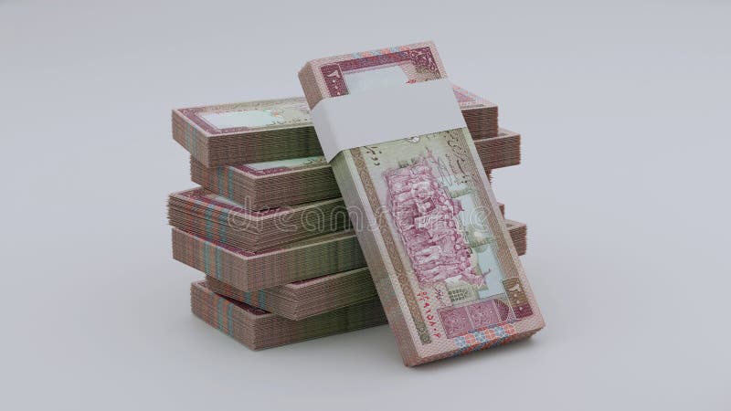Iranian Rial 2000 Currency Notes Bundles - 3D Illustration Stock ...
