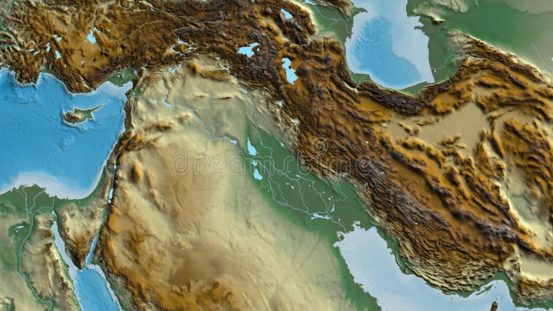 Iraq area. Relief map stock illustration. Illustration of geography ...