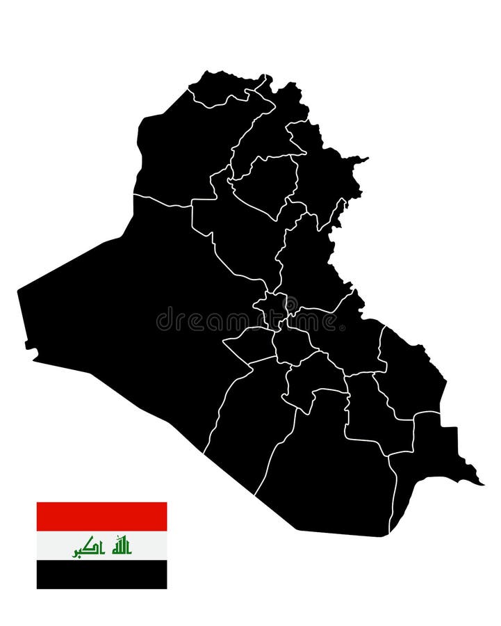 Iraq Black Map Isolated on White Stock Vector - Illustration of blank ...