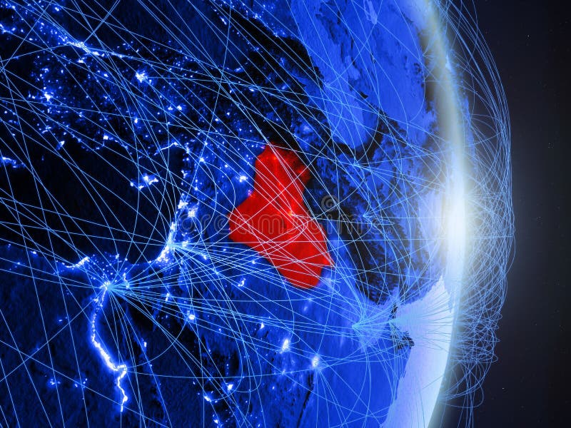 Iraq on Blue Blue Digital Earth Stock Photo - Image of earth, blue ...