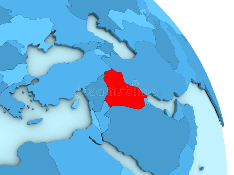 Iraq on Blue Political Globe Stock Illustration - Illustration of asia ...