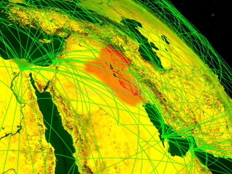 Iraq on digital globe stock illustration. Illustration of asian - 132011785