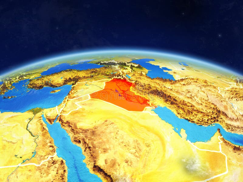 Iraq on Earth from space stock photo. Image of earth - 135207650