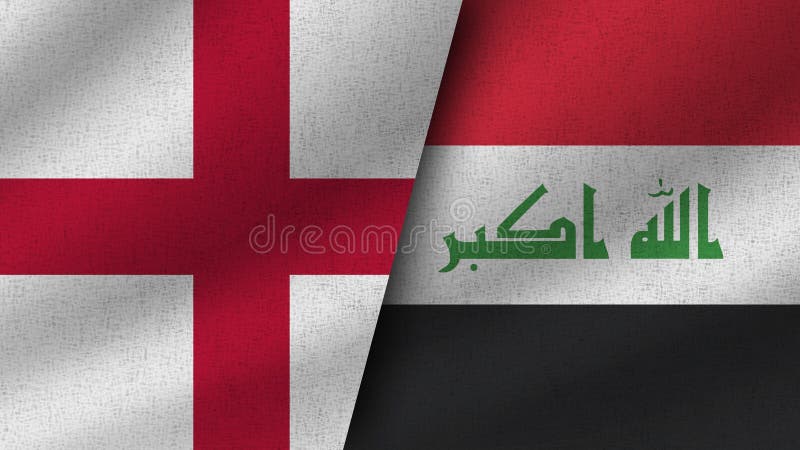 Iraq and England Realistic Two Flags Together Stock Illustration ...