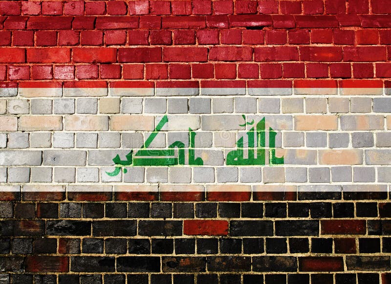 Iraq flag on a brick wall stock photo. Image of black - 96466026