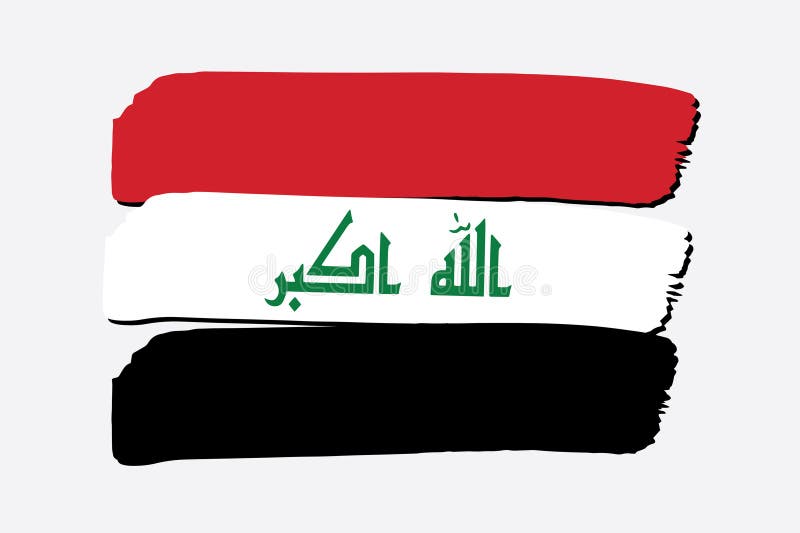 Iraq Flag with Colored Hand Drawn Lines in Vector Format Stock ...