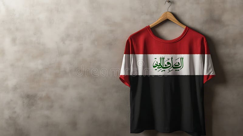 Iraq Flag Design on a Red, Black, and White Shirt Stock Illustration ...