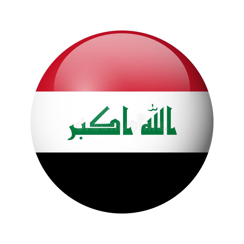 Glossy Circle Badge Flag of Iraq Stock Vector - Illustration of graphic ...