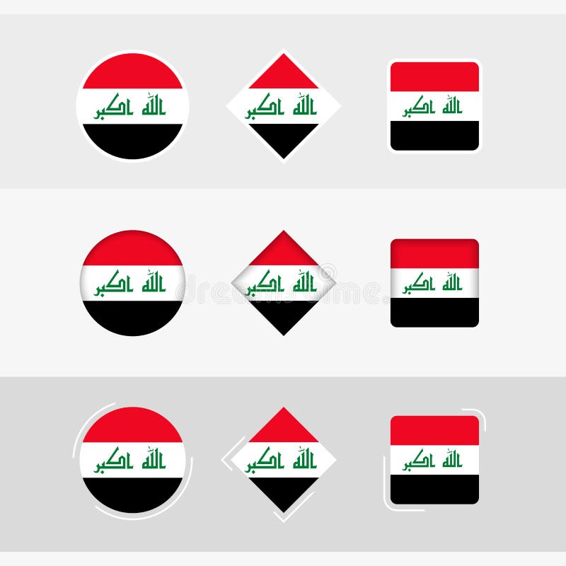 Iraq Flag Icons Set, Vector Flag of Iraq Stock Vector - Illustration of ...