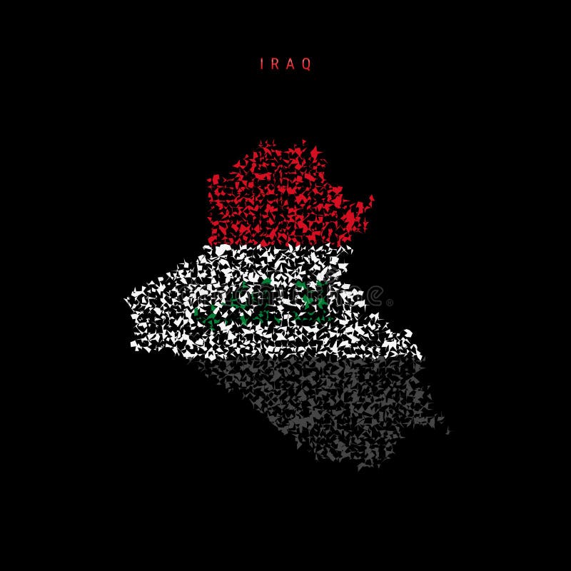 Iraq Flag Map, Chaotic Particles Pattern in the Iraqi Flag Colors ...