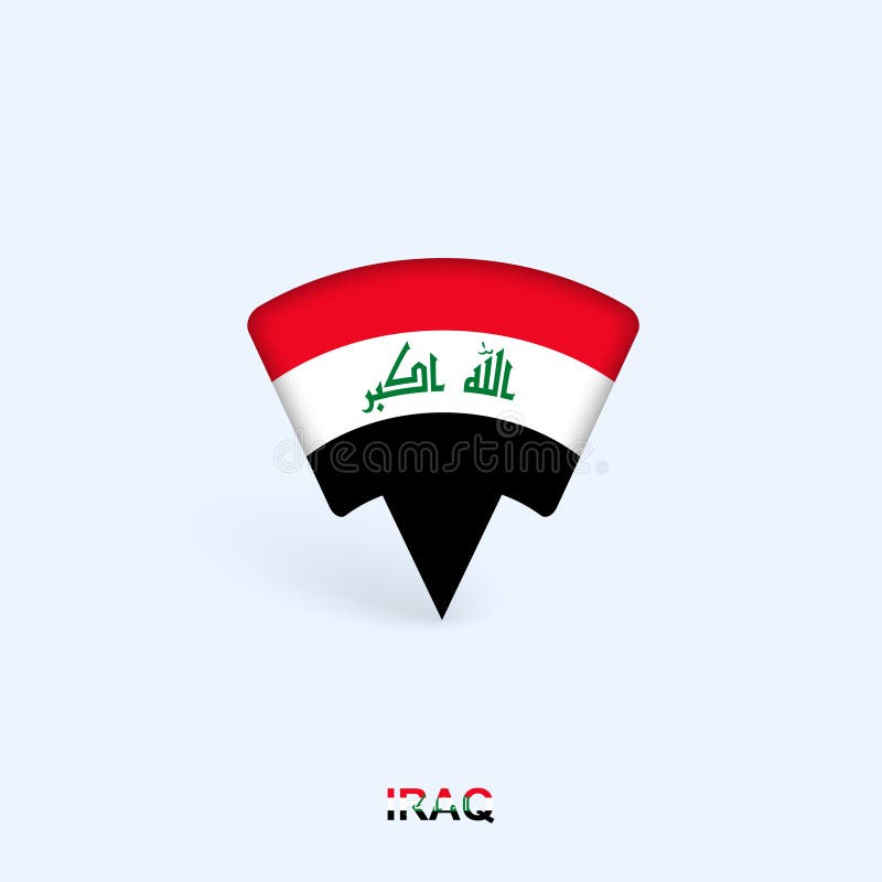 Iraq Flag Map Pointer Design with Shadow Stock Illustration ...