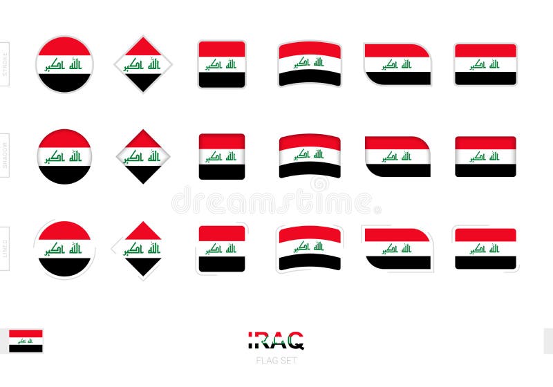 Iraq Flag Set, Simple Flags of Iraq with Three Different Effects Stock ...