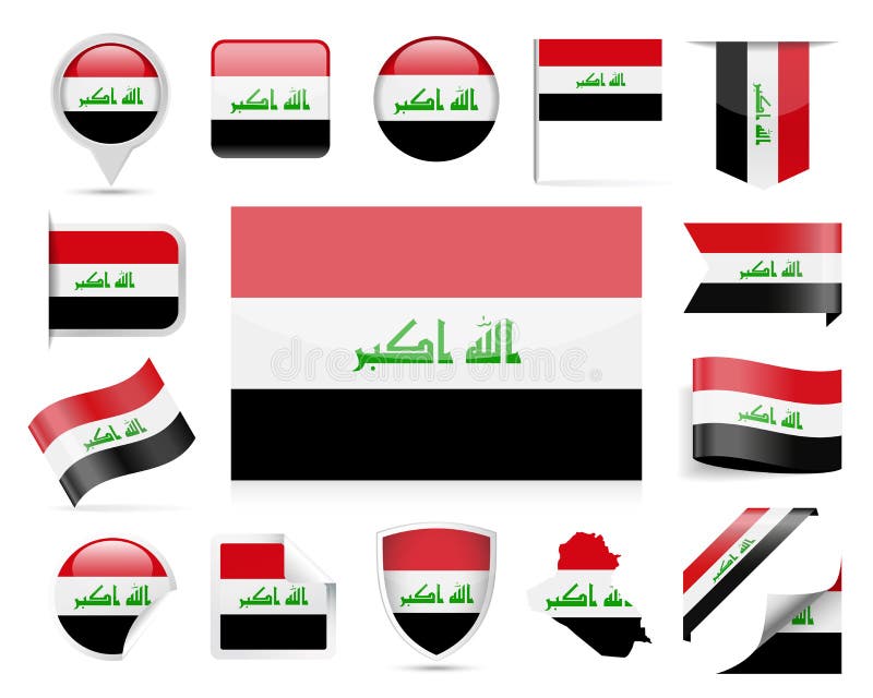 Iraq Flag Vector Set stock illustration. Illustration of iraq - 106768303